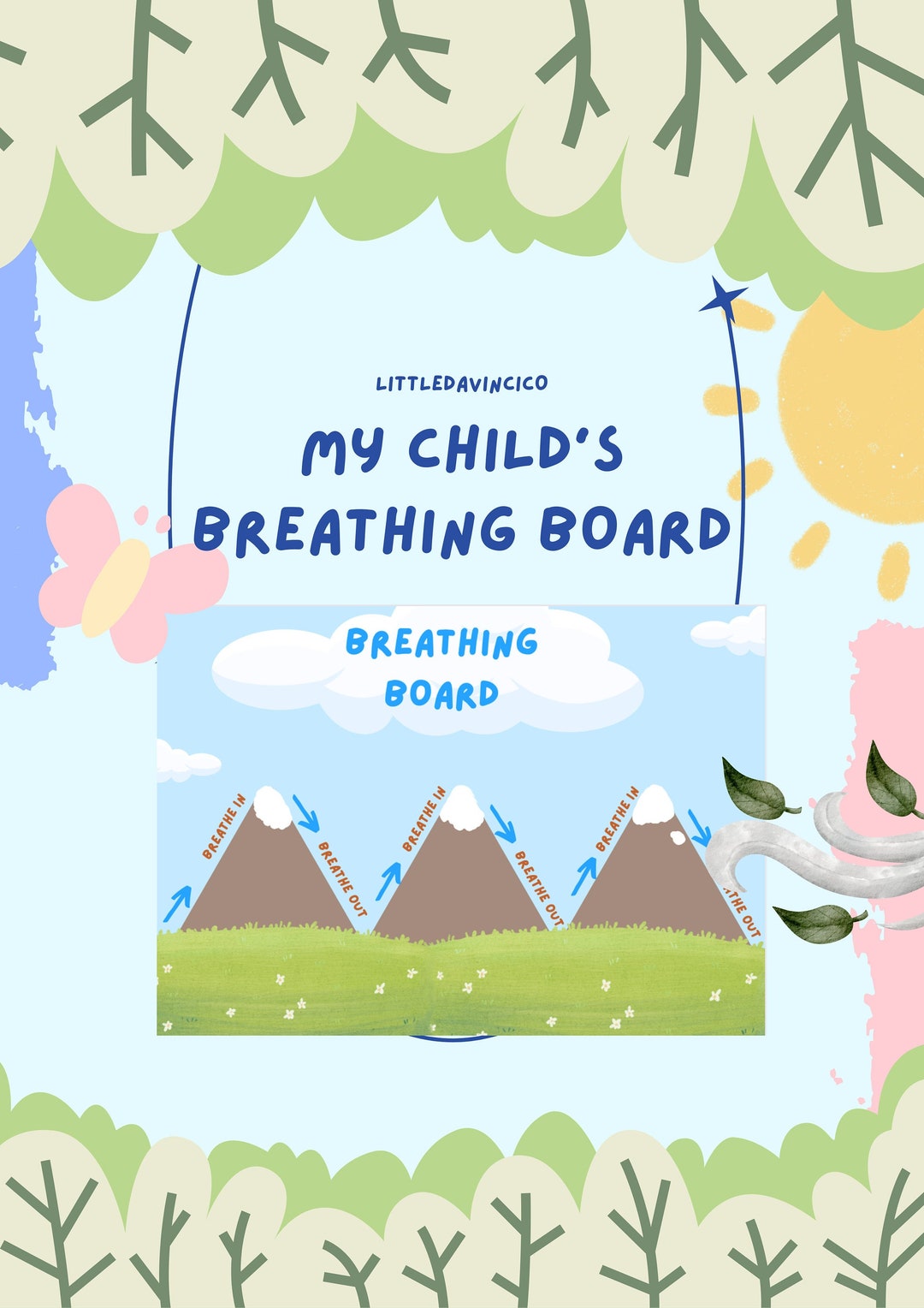 Children's Breathing Board: Used by Teachers Therapists - Etsy