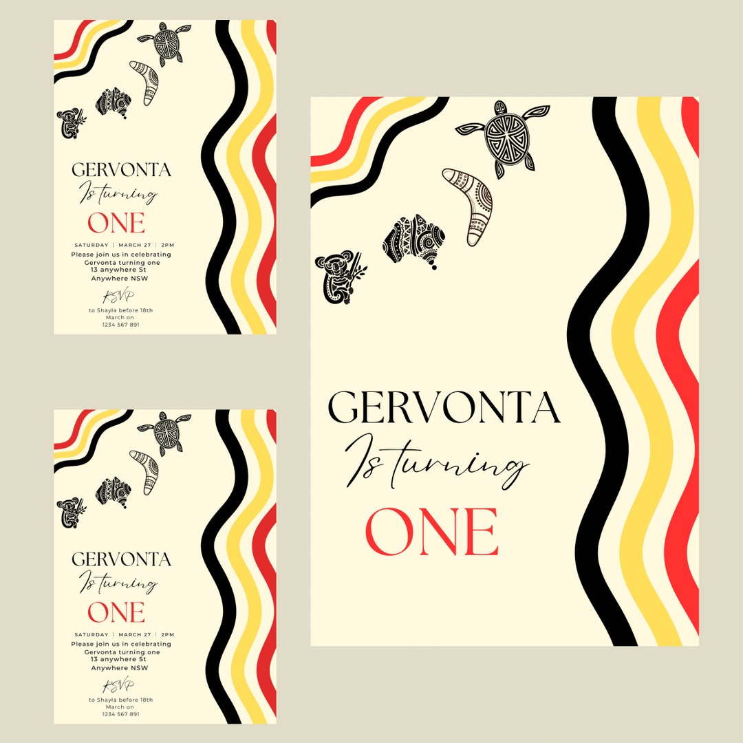 DIGITAL Indigenous Aboriginal Birthday Invitation and Welcome Sign ...