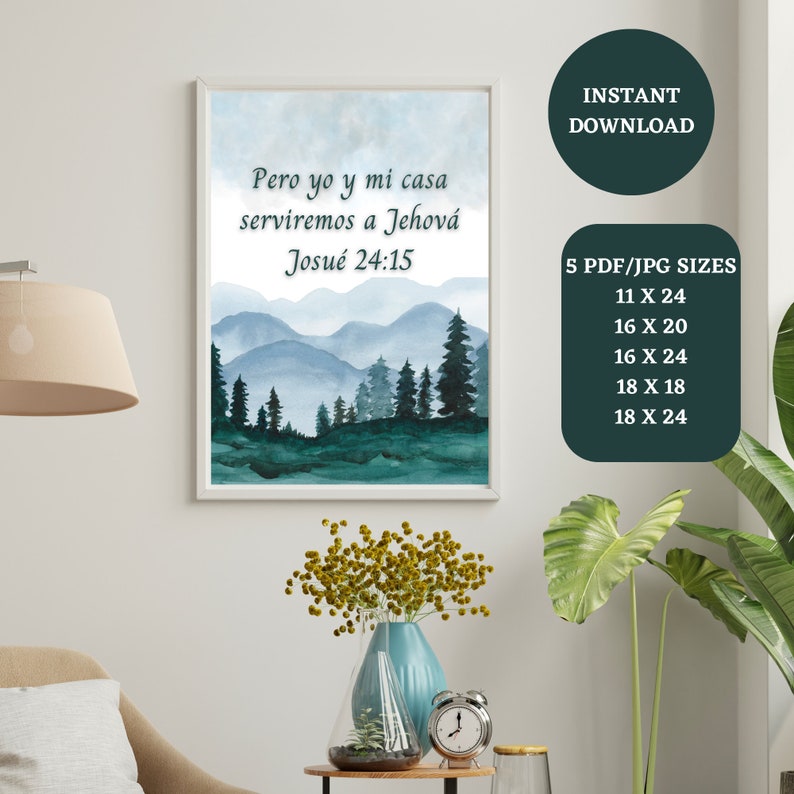 Bible Verse Wall Art Spanish, as for Me and My House, Joshua 24:15 ...