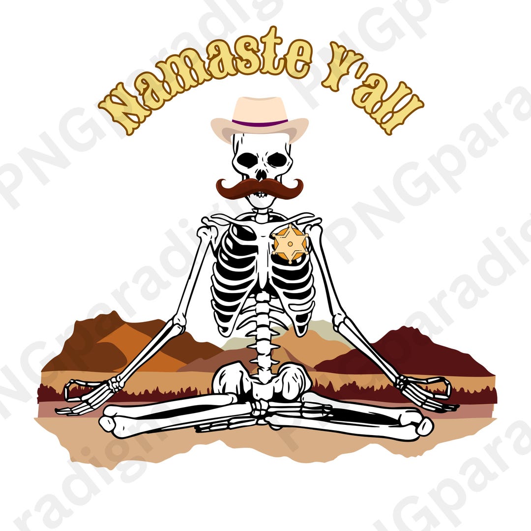 Funny Namaste Skeleton PNG | Yoga Pose Clipart | Humorous Health and ...