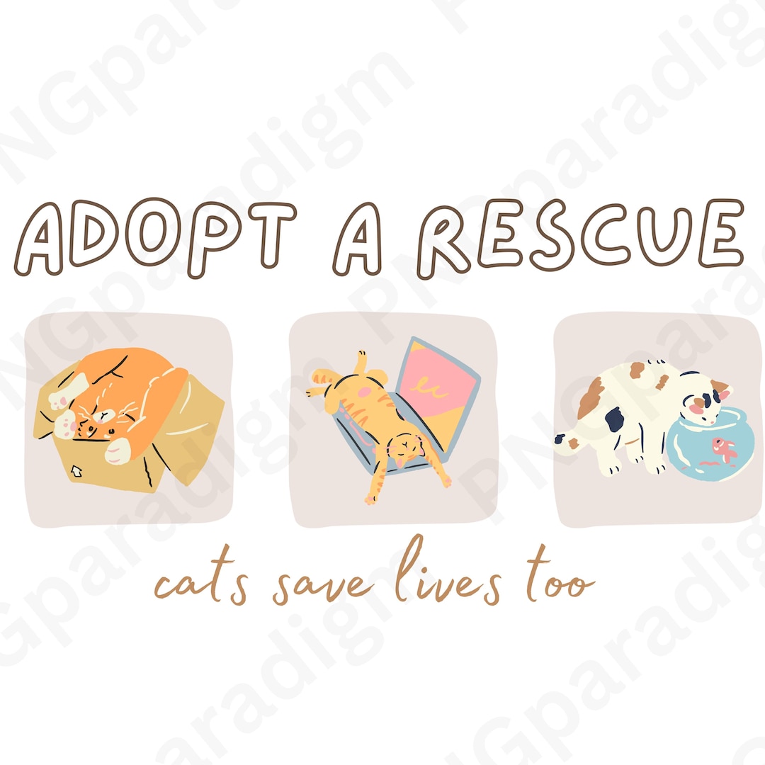 Adopt a Rescue Cat | Cat Saves Lives Too SVG PNG | Animal Rescue Design ...