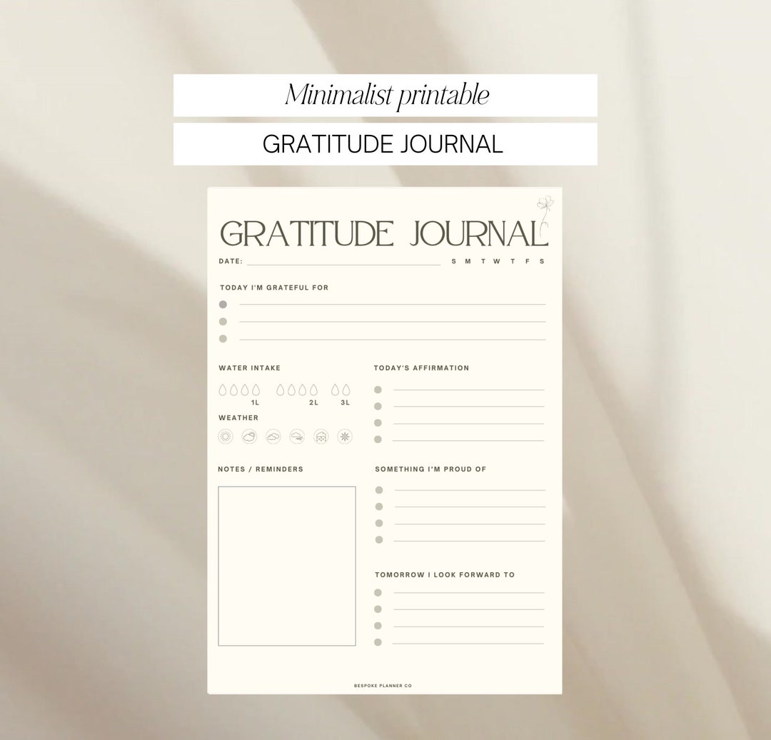 Minimalist Gratitude Journal Printable - Etsy