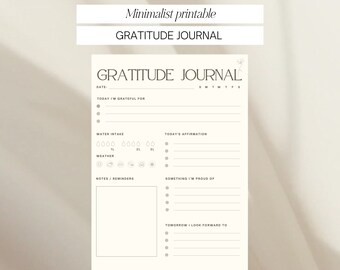 Printable Gratitude Journal, Canva Template, Self Care Planner, Edit in ...