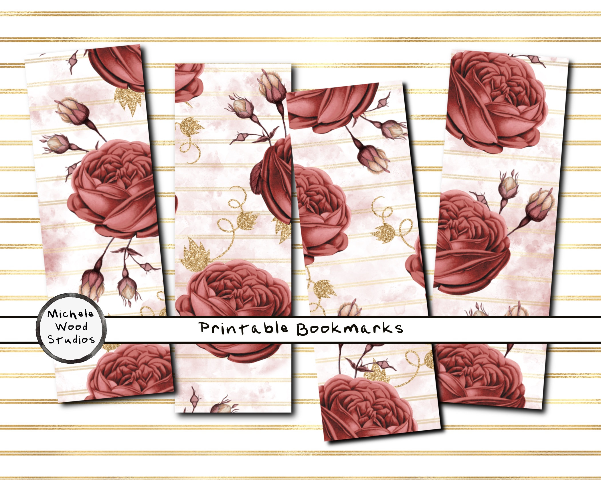 Pink Flower Bookmarks - Digital Download - Stylishly Chic Floral - Etsy