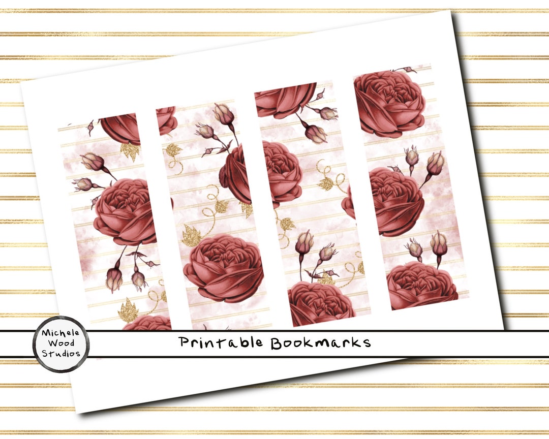 Pink Flower Bookmarks - Digital Download - Stylishly Chic Floral - Etsy
