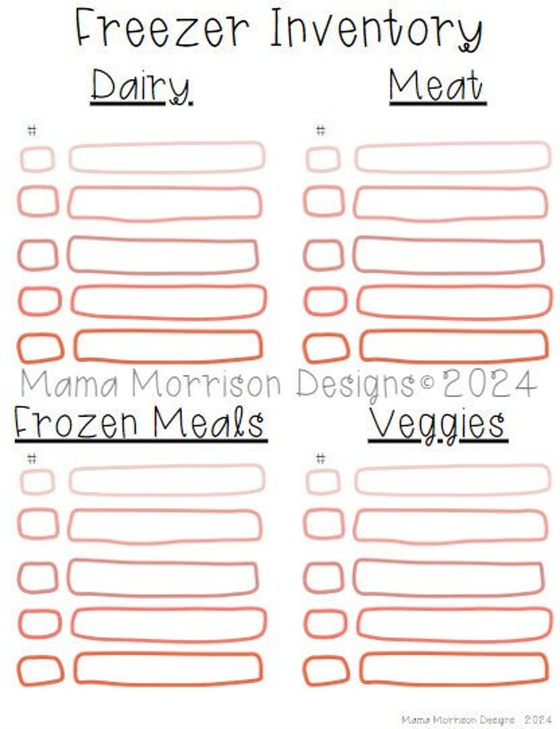 Freezer Inventory Printable - Etsy