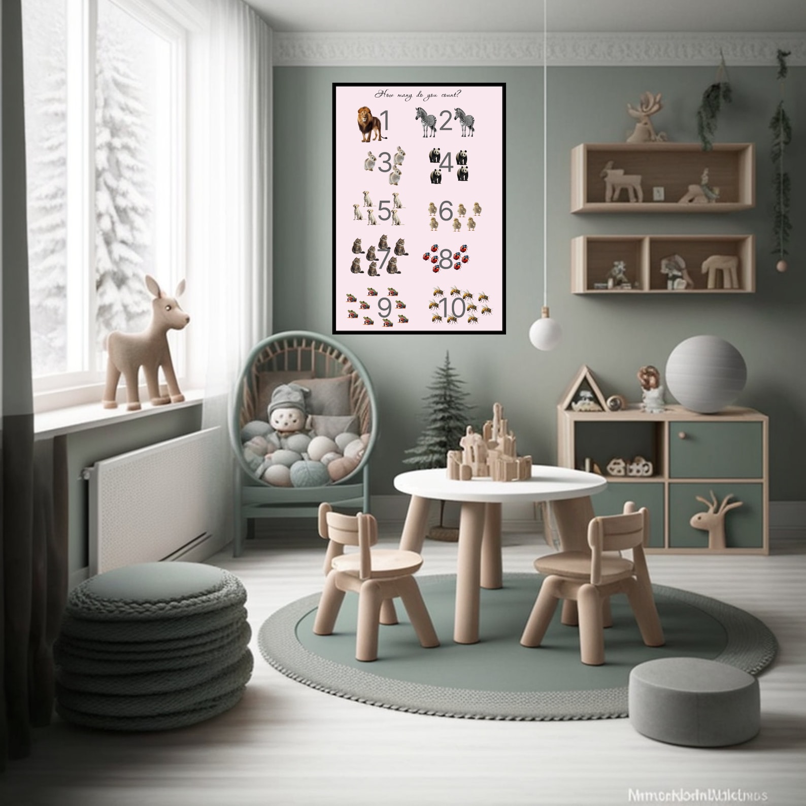 Number Poster for Kids Learning Numbers Animal Version - Etsy