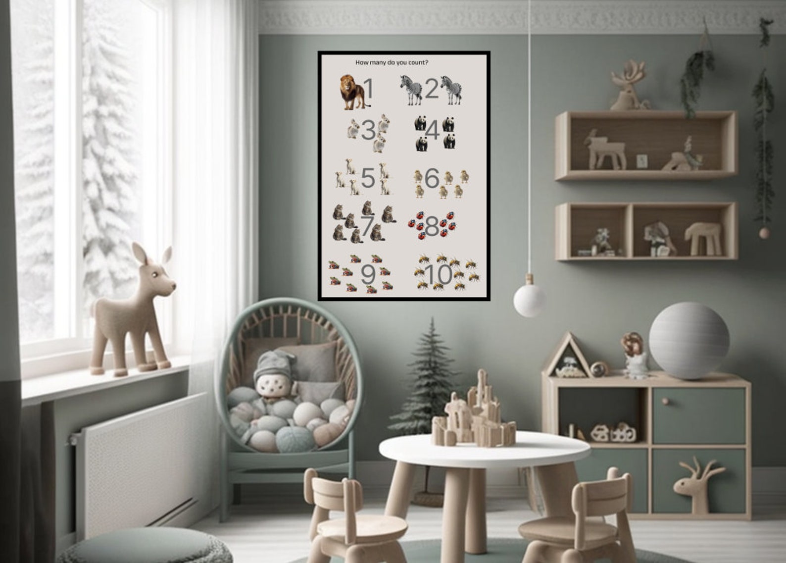 Number Poster for Kids Learning Numbers Animal Version - Etsy