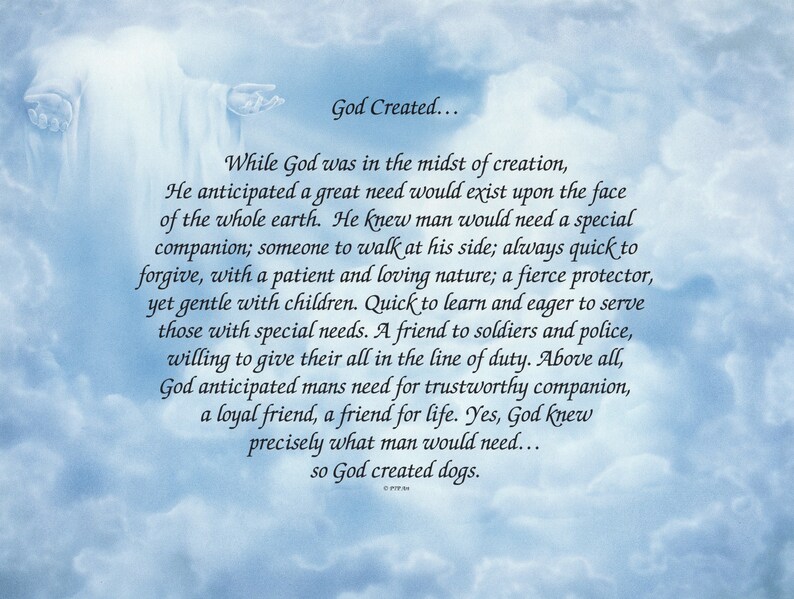 Pet Memorial Gift . Dogs . God Created Dogs 4224 - Etsy