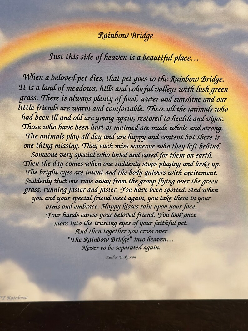 Rainbow Bridge Poem . Pet Memorial . Pet Loss Gift . Rainbow RB2020 - Etsy