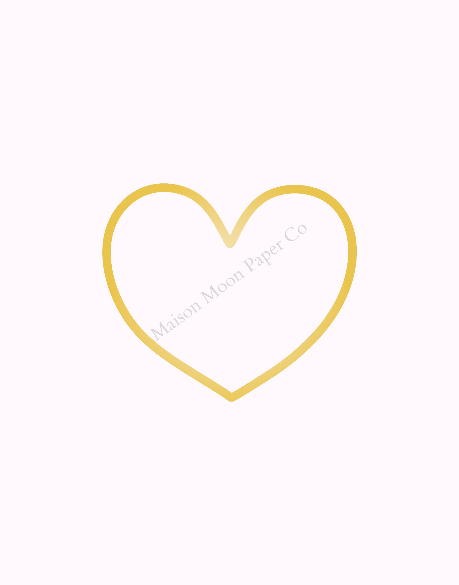 Blush Pink Gold Heart Outline Wall Art Nursery Digital Printable (5x7 ...
