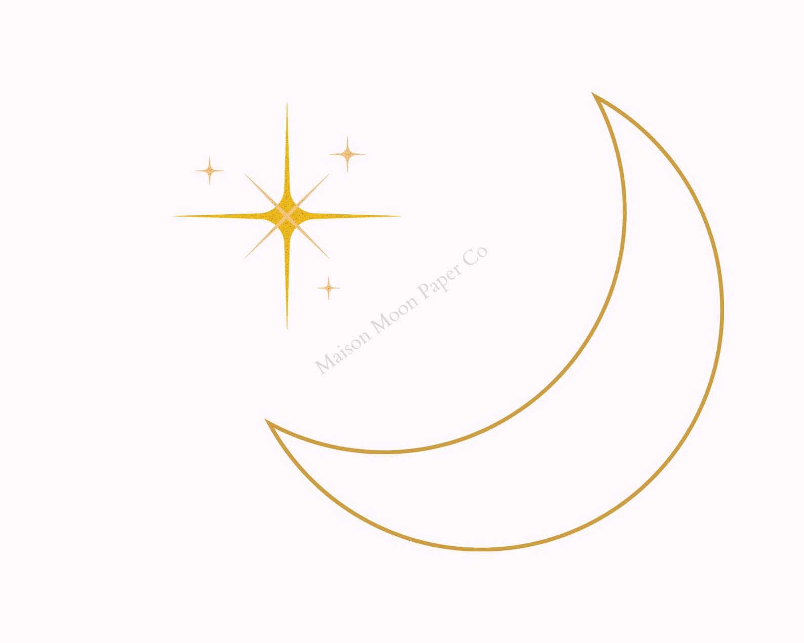 Blush Pink Gold Starburst Moon Celestial Wall Art Digital Print (7x5 ...