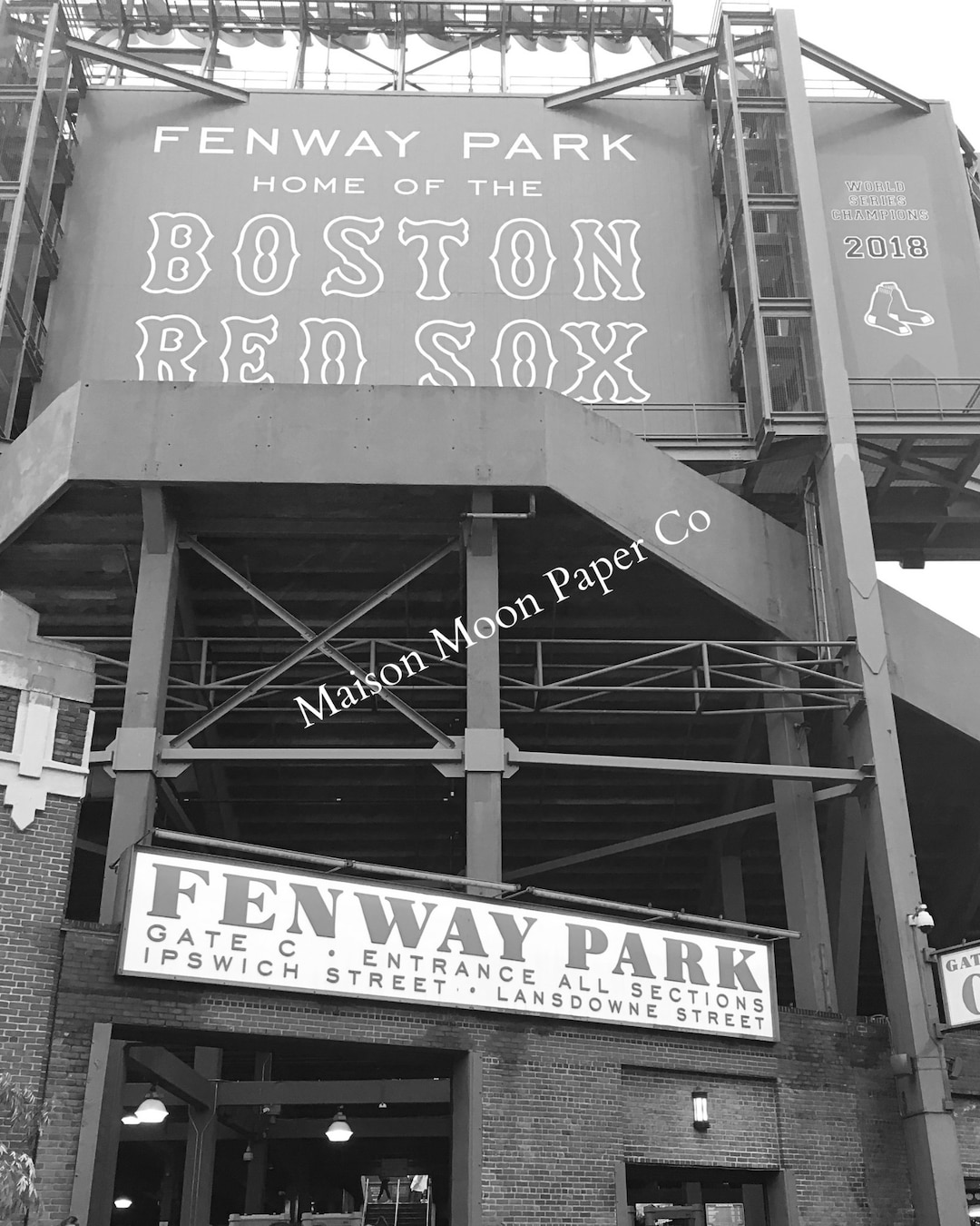Fenway Park Sign Boston Red Sox Black & White Wall Art Printable 8x10 ...