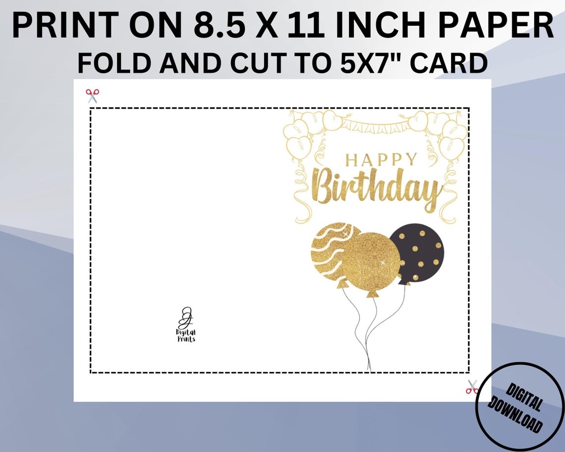 Printable Golden Birthday Card, Printable Birthday Card Fun, Digital ...