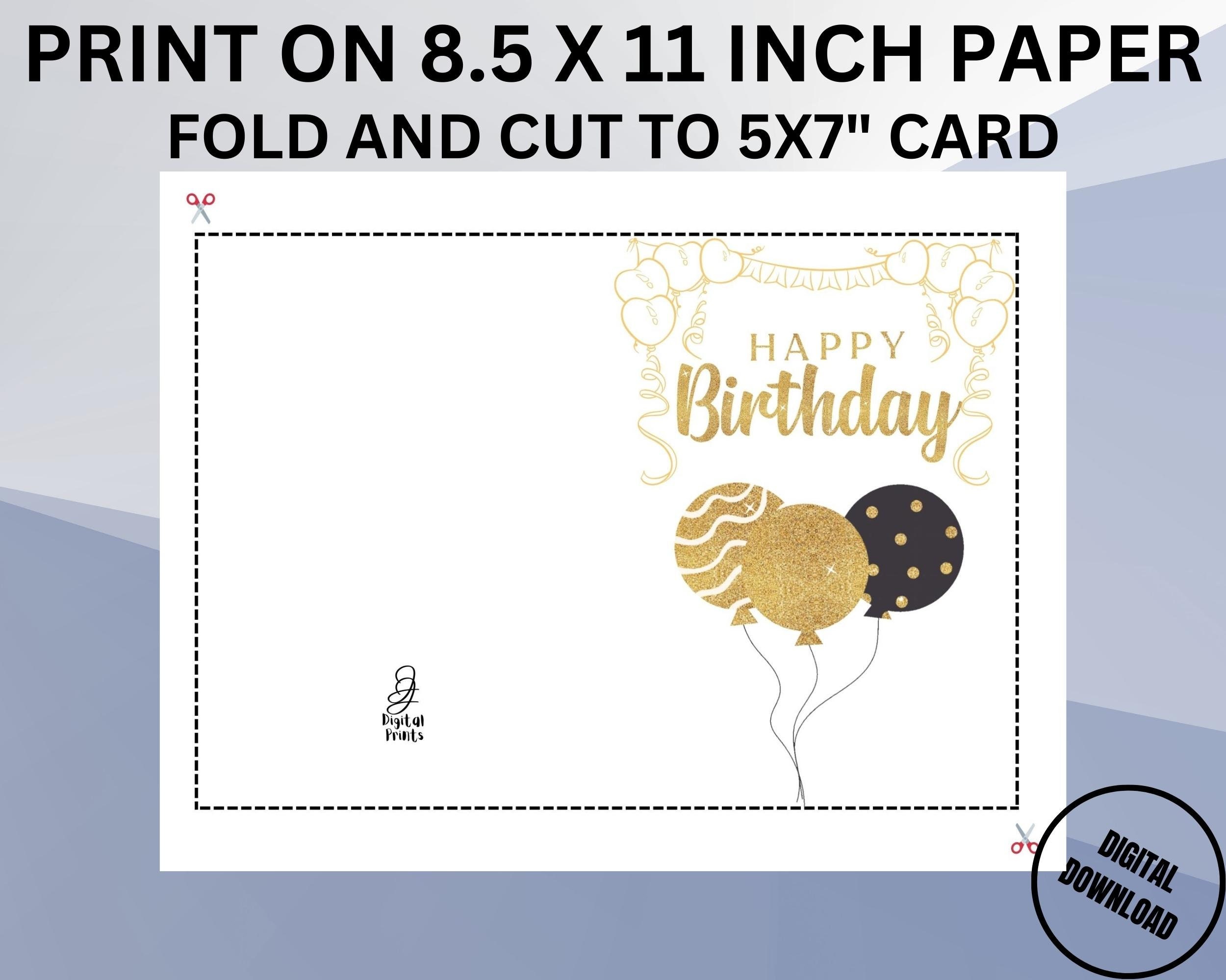 Printable Golden Birthday Card, Printable Birthday Card Fun, Digital ...