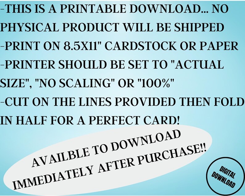 Printable Get Well Card Printable Digital Get Well Card 5x7 - Etsy