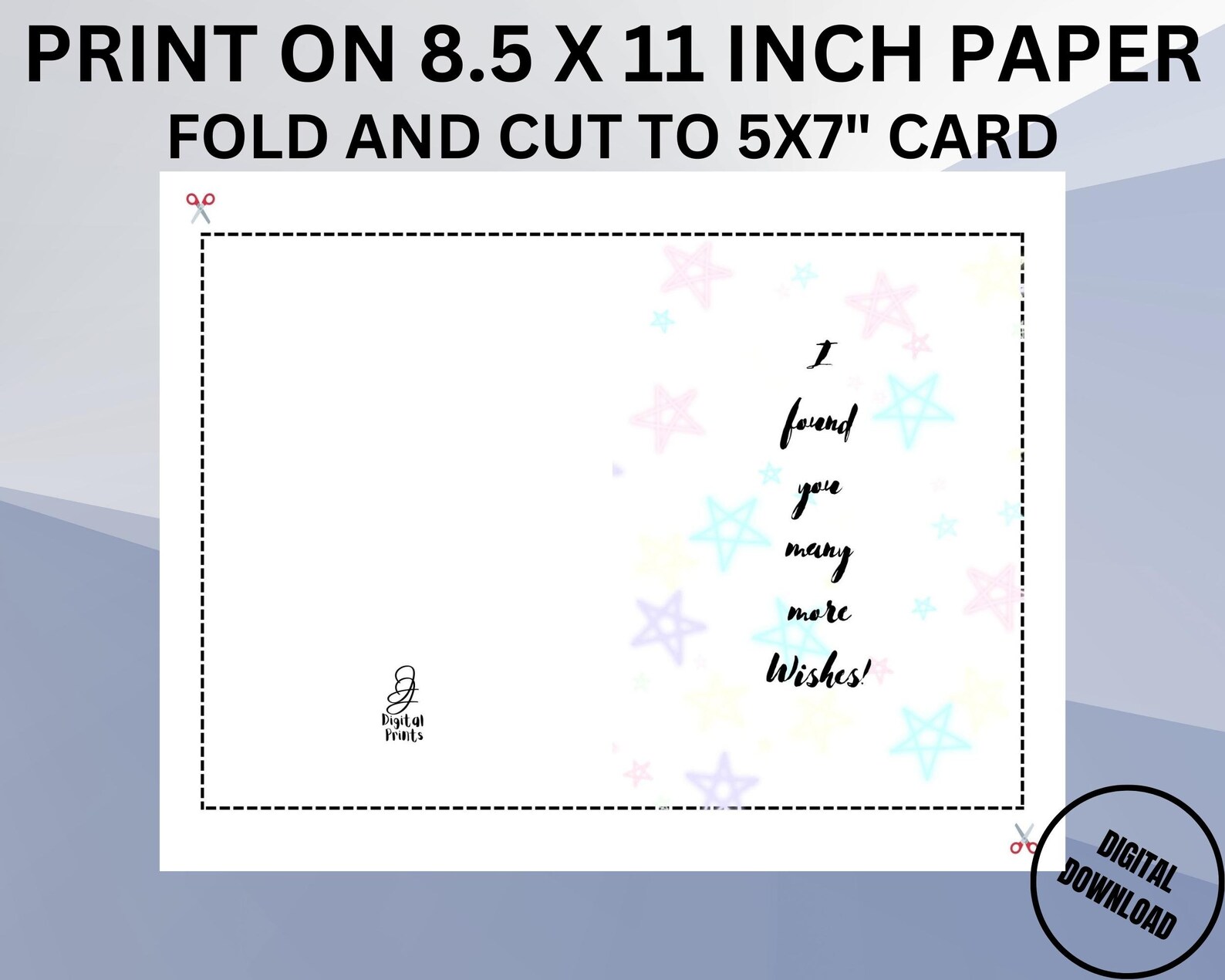 Printable Star Birthday Card, Printable Birthday Card, Digital Birthday ...