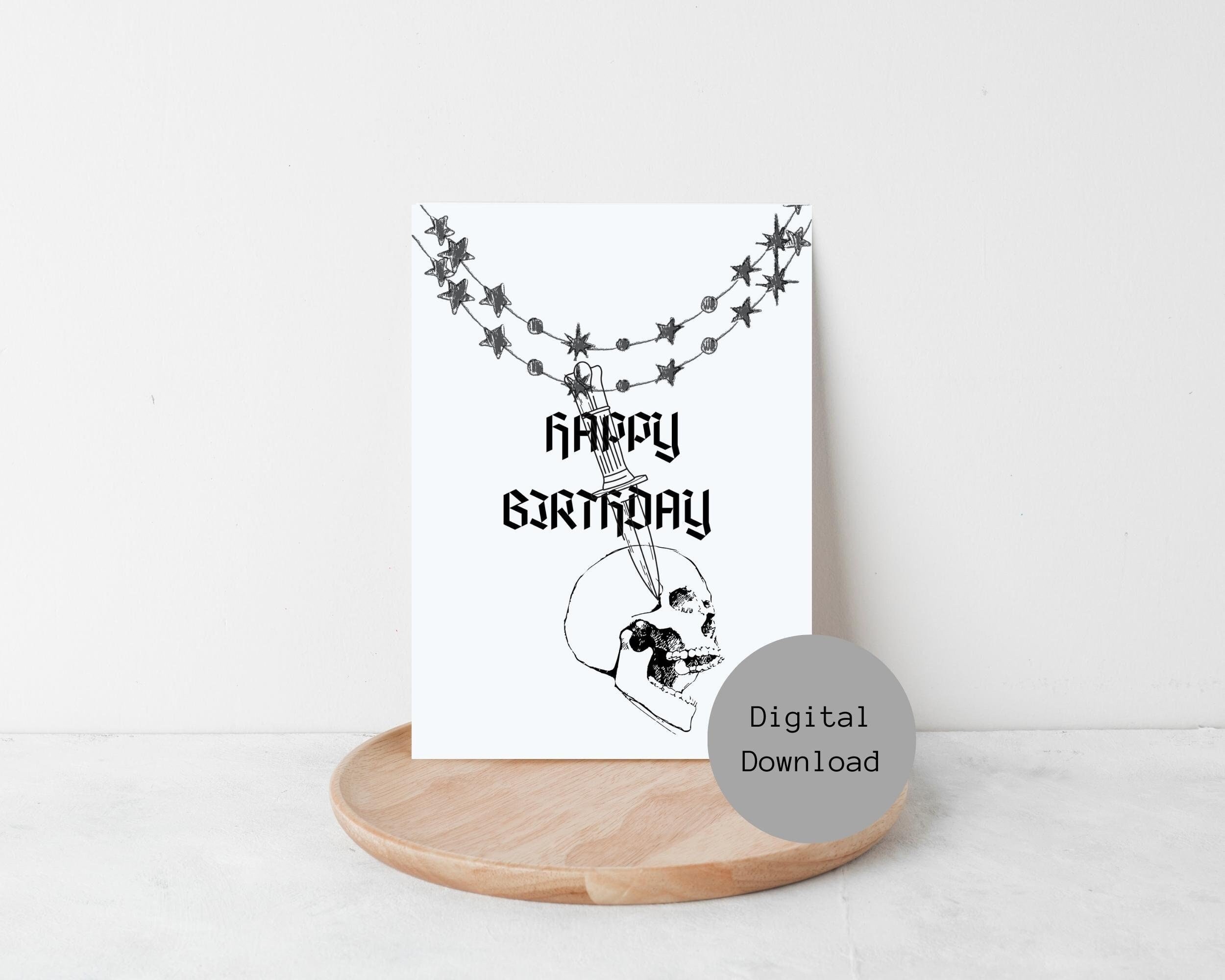 Printable Gothic Birthday Card, Printable Birthday Card Humor, Digital ...