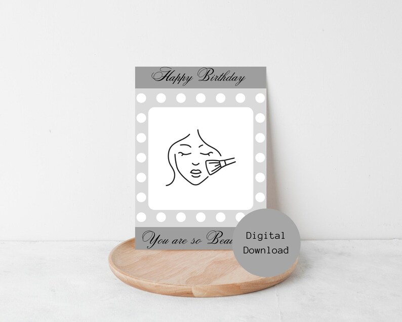 Printable Makeup Birthday Card, Printable Birthday Card, Digital ...
