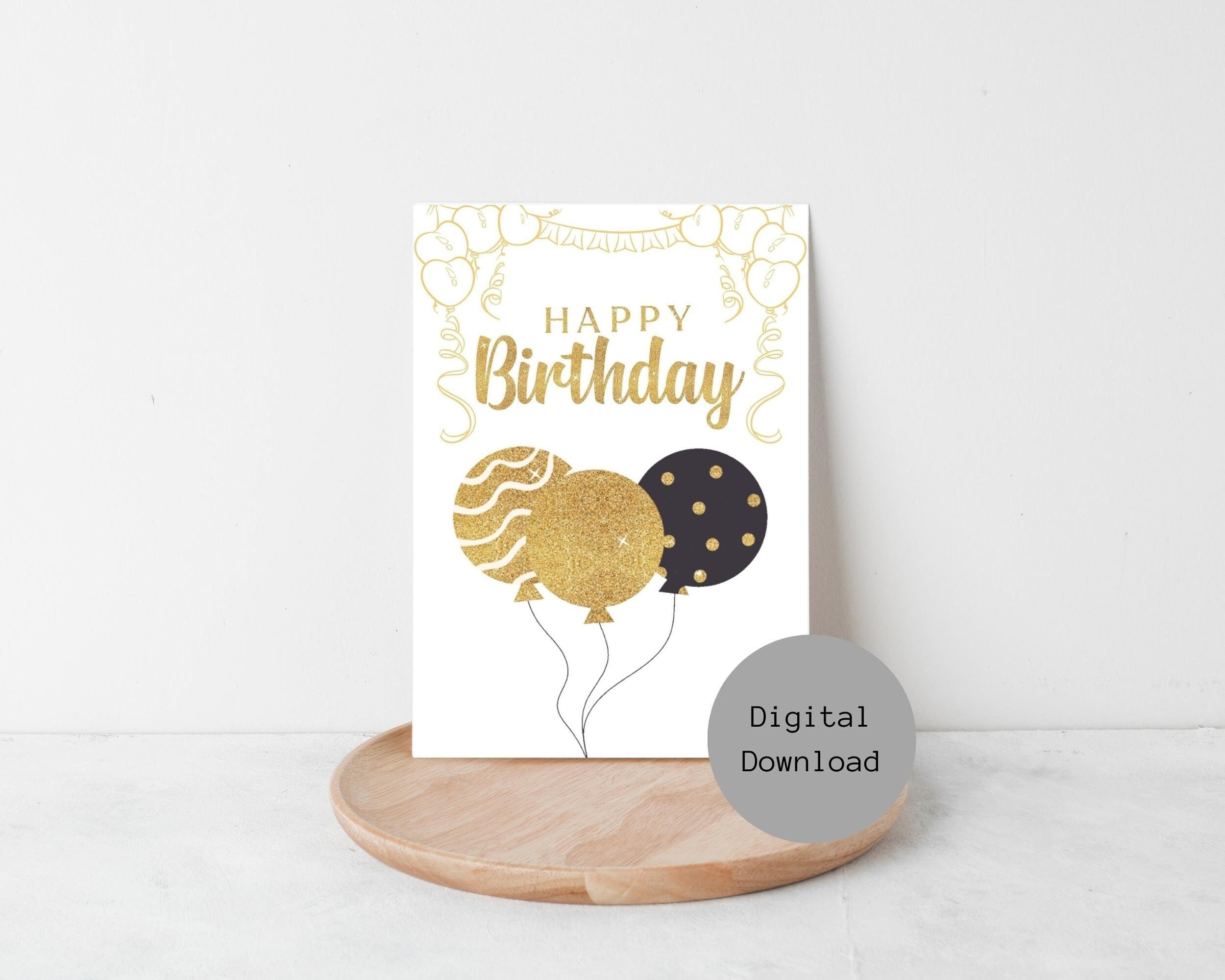Printable Golden Birthday Card, Printable Birthday Card Fun, Digital ...