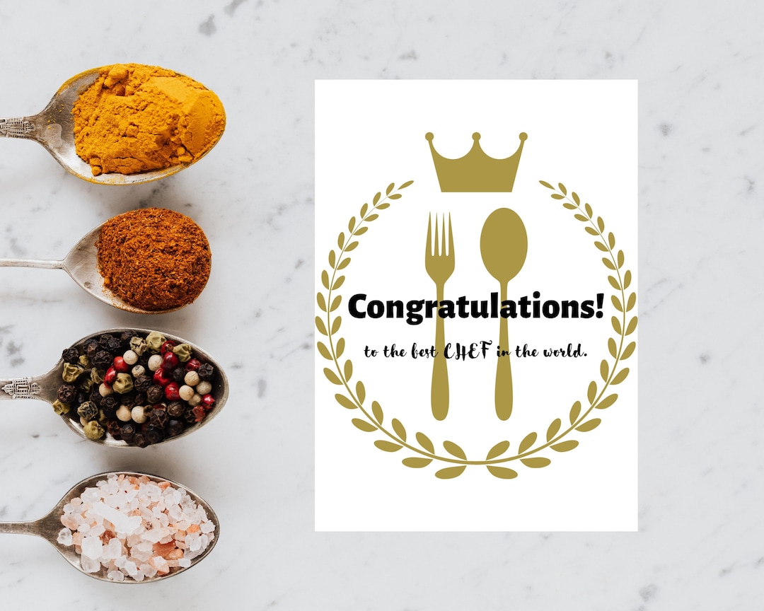 Printable Food Congratulations Card, Printable Card Chef, Digital Food ...