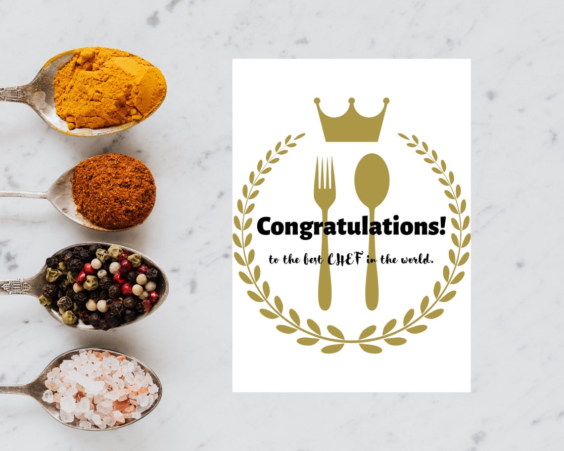 Printable Food Congratulations Card, Printable Card Chef, Digital Food ...