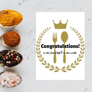 Printable Food Congratulations Card, Printable Card Chef, Digital Food ...