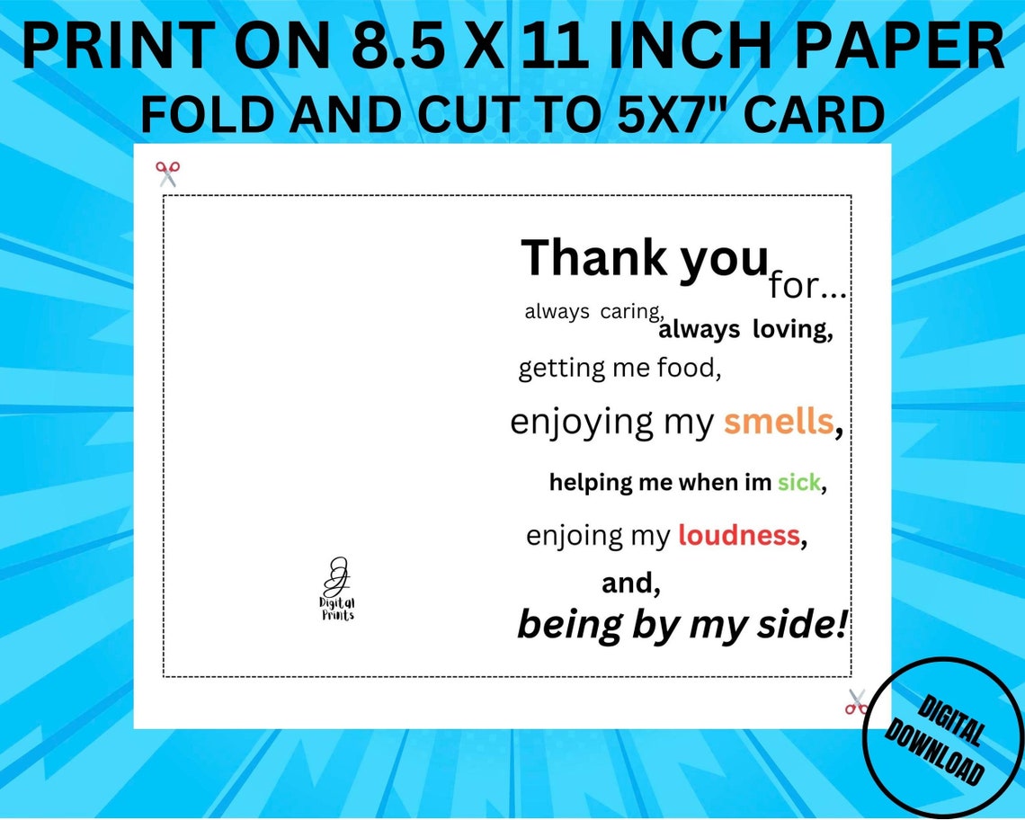 Printable Thank You Card, Digital Thank You Card, 5x7 Greeting Card - Etsy