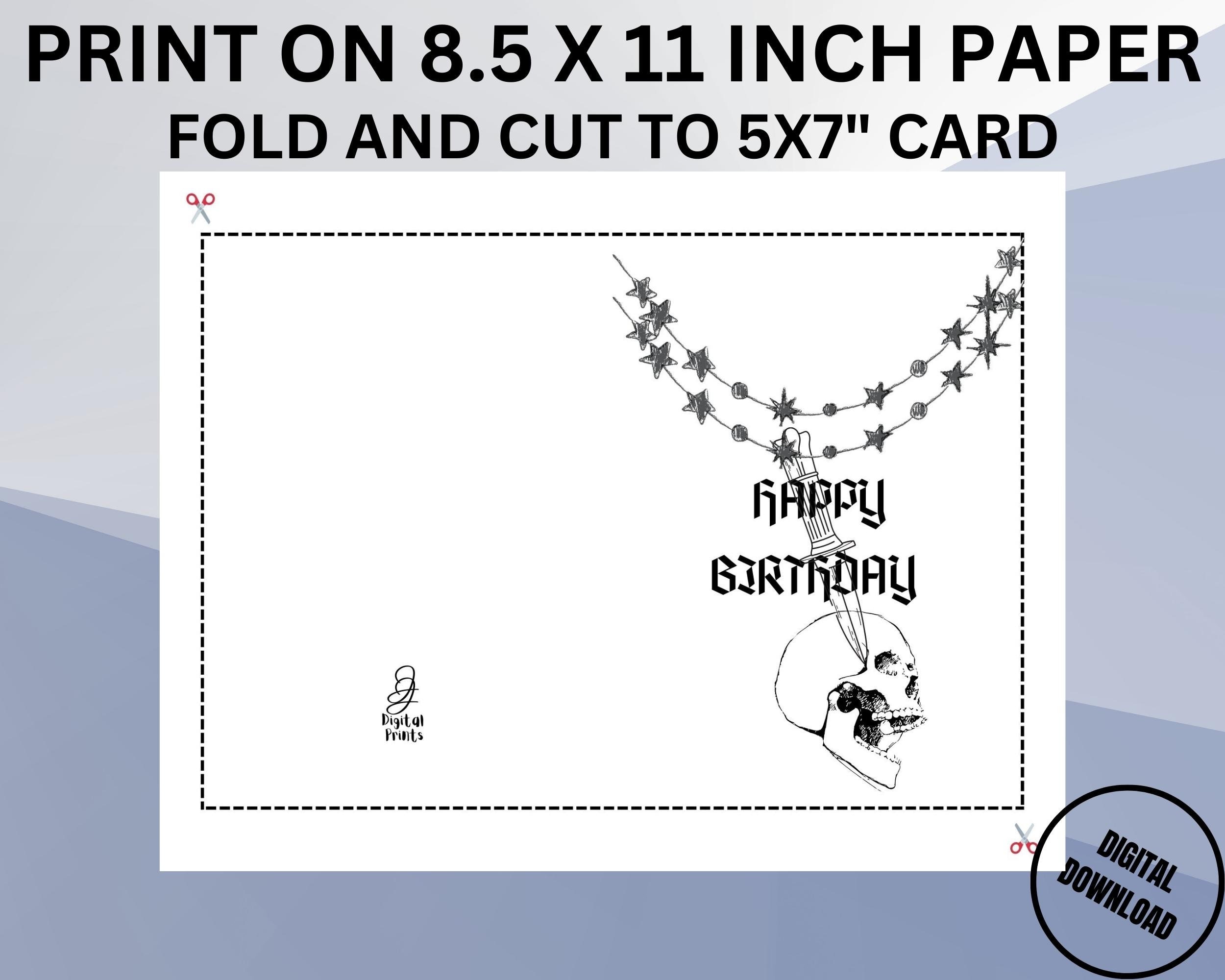 Printable Gothic Birthday Card, Printable Birthday Card Humor, Digital ...