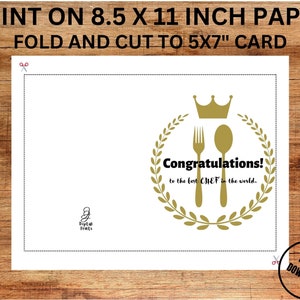 Printable Food Congratulations Card, Printable Card Chef, Digital Food ...