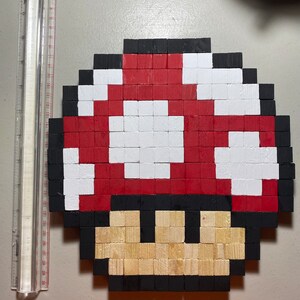 Mario Pixelated Mushroom Wall Pixel Art Decor - Etsy