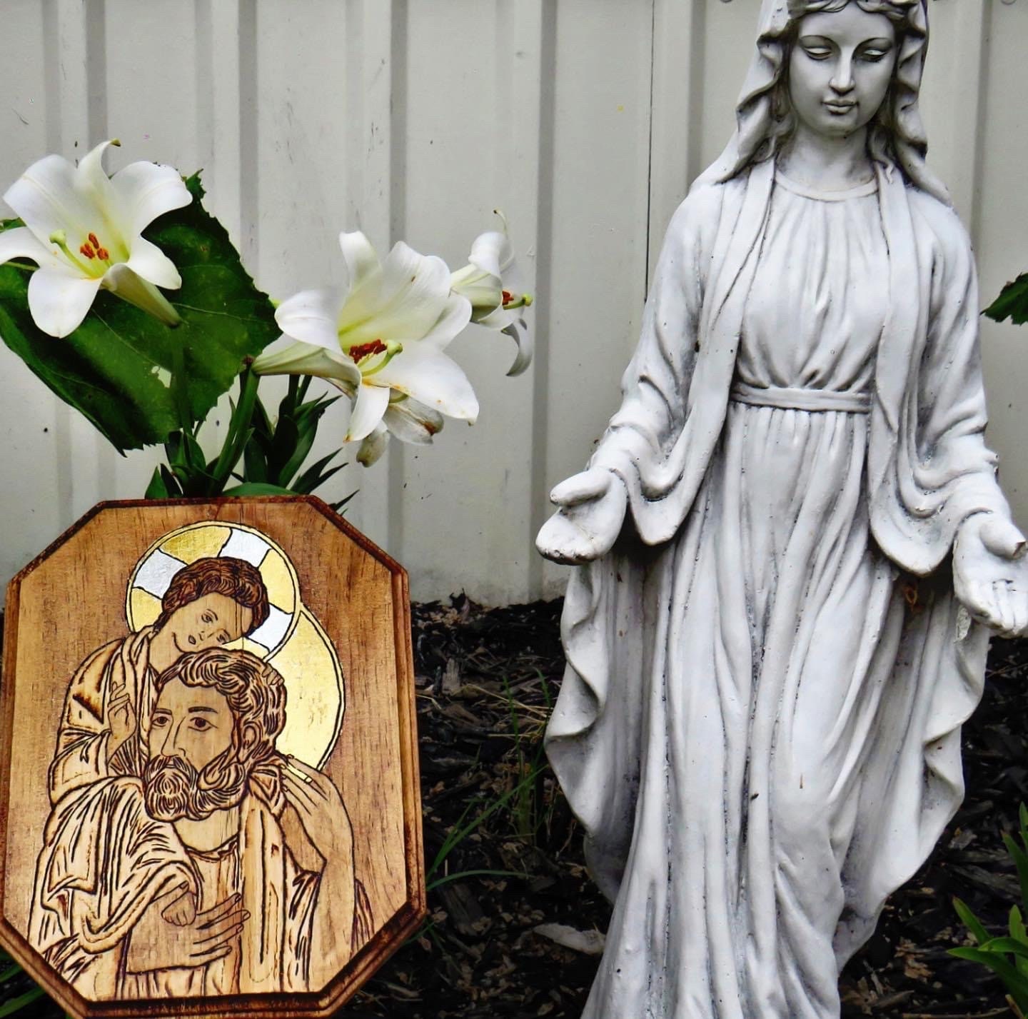 Byzantine Style Saint Joseph Wood Carved Icon - Etsy
