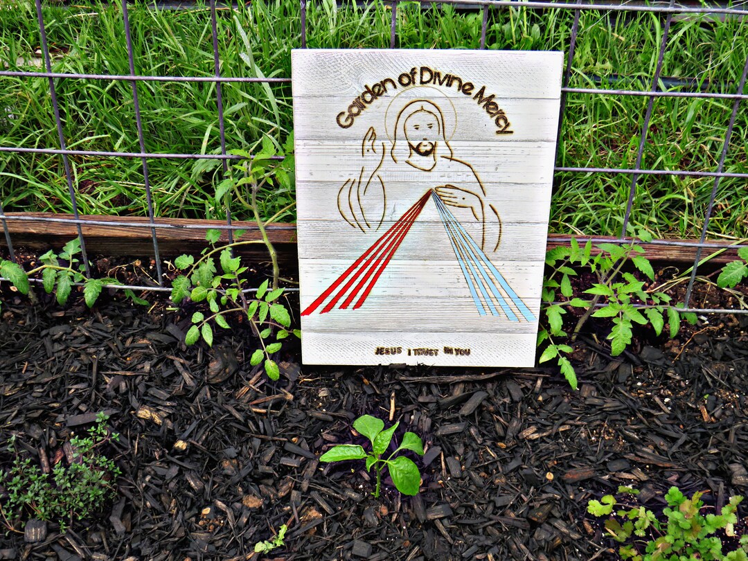 Garden of Divine Mercy Rustic Outdoor Sign - Etsy