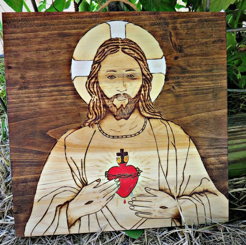 Sacred Heart of Mercy: Rustic Icon - Etsy