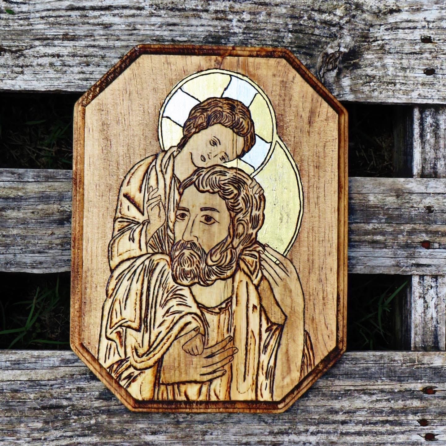 Byzantine Style Saint Joseph Wood Carved Icon - Etsy