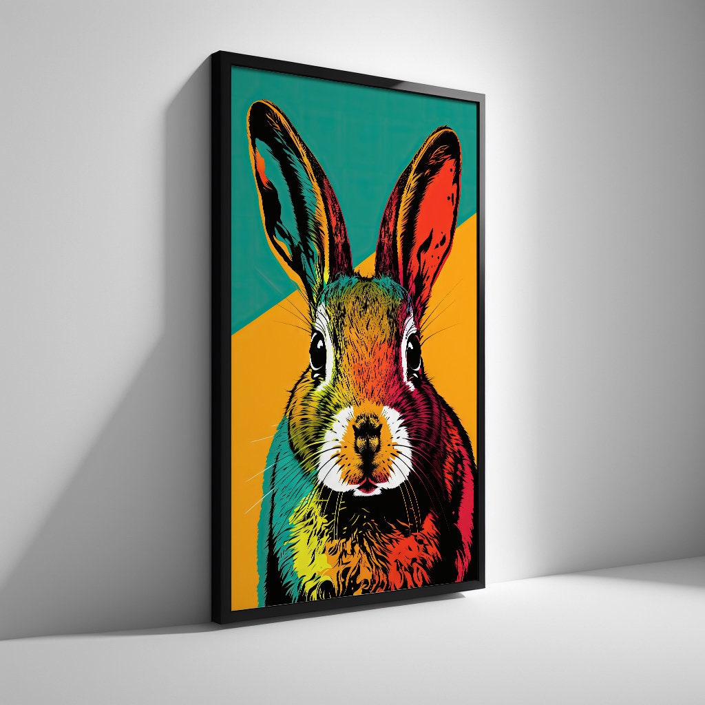 Bunny Rabbit Pop Art Instant Download, Canine Portrait Wall Art, Bunny ...