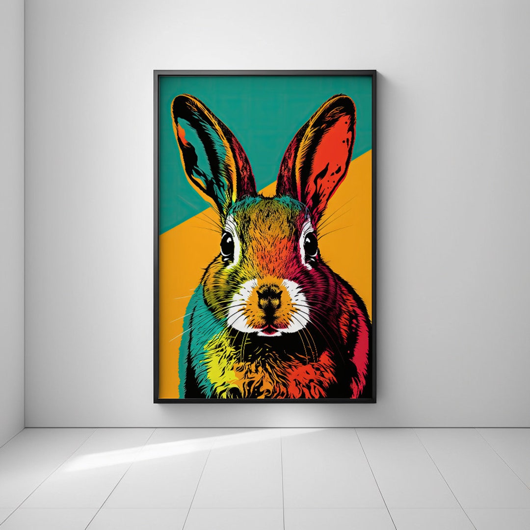 Bunny Rabbit Pop Art Instant Download, Canine Portrait Wall Art, Bunny ...