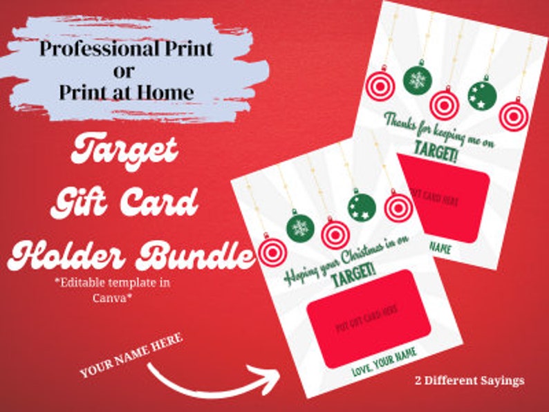 Editable Target Gift Card Holder Printable Holiday Gifting - Etsy