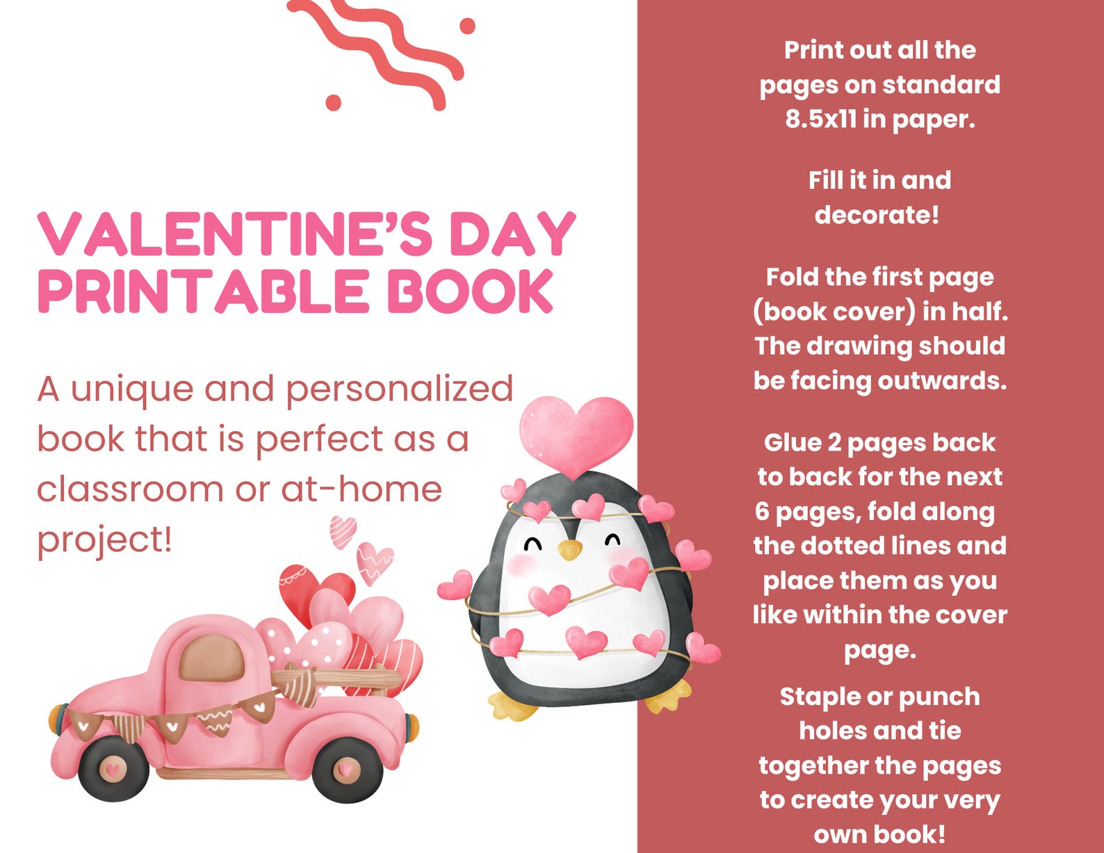 VALENTINE'S DAY PRINTABLE Book Instant Download Activity Kids Diy ...