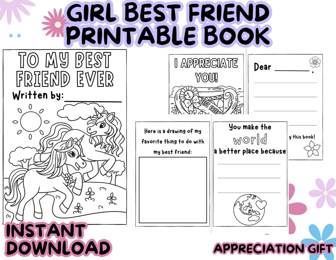BEST FRIEND APPRECIATION Printable Card Book Instant Download Kids ...