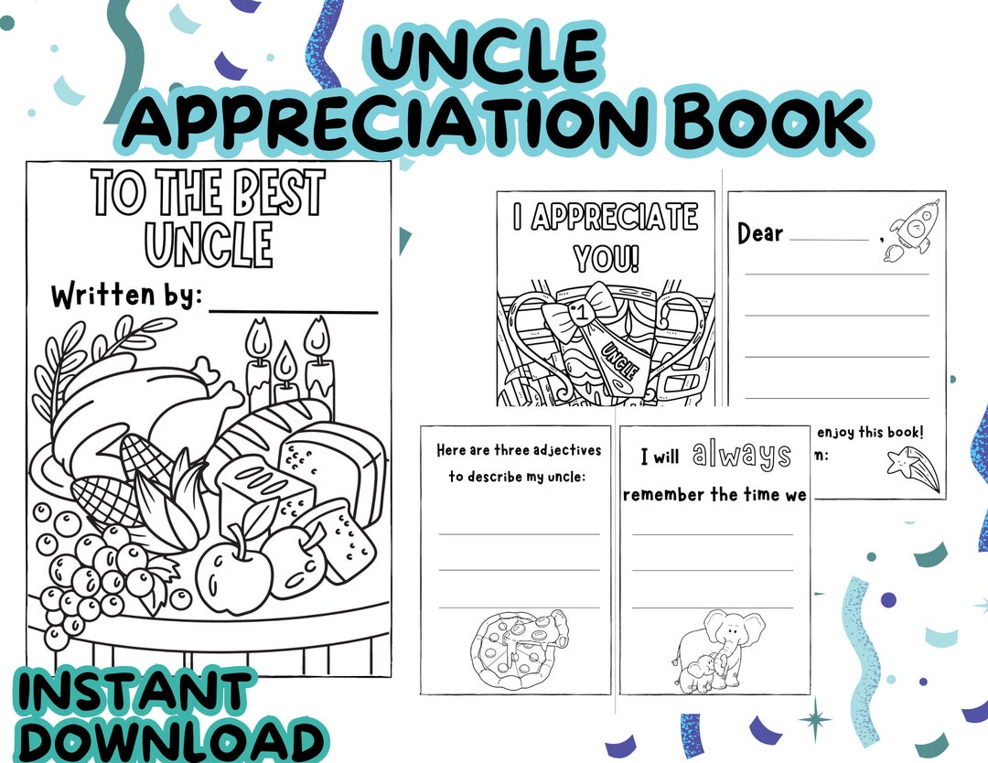 UNCLE APPRECIATION PRINTABLE Card Book Instant Download Uncle Fathers ...