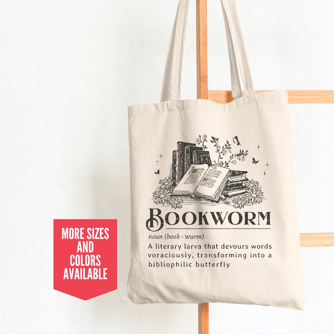 Bookworm Definition Tote Bag for Book Lovers Gift Librarian Canvas Tote ...