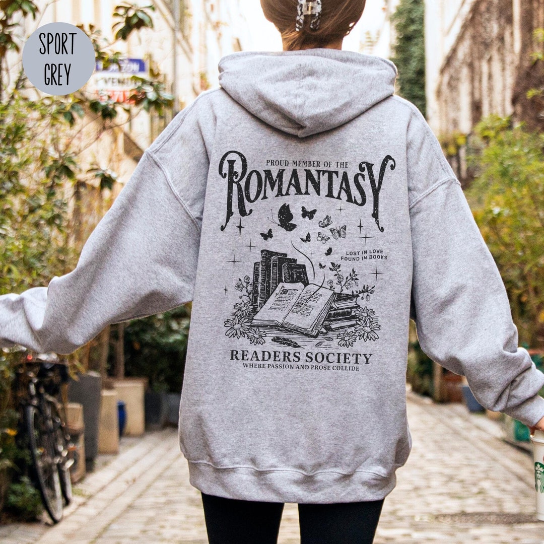 Romantasy Hoodie for Romance Reader Merch Gift for Bibliophiles Vintage ...