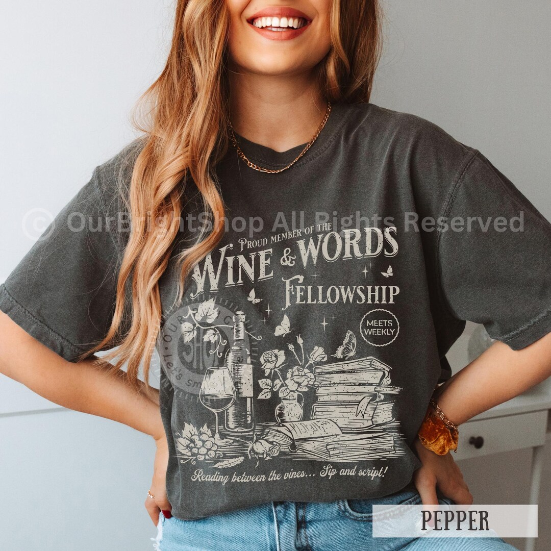 Wine and Words Literature Shirt for Romance Reader and Wine Lover ...