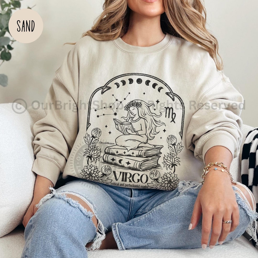 Virgo Zodiac Sweatshirt for Romance Reader Whimsical Bookish Zodiac ...