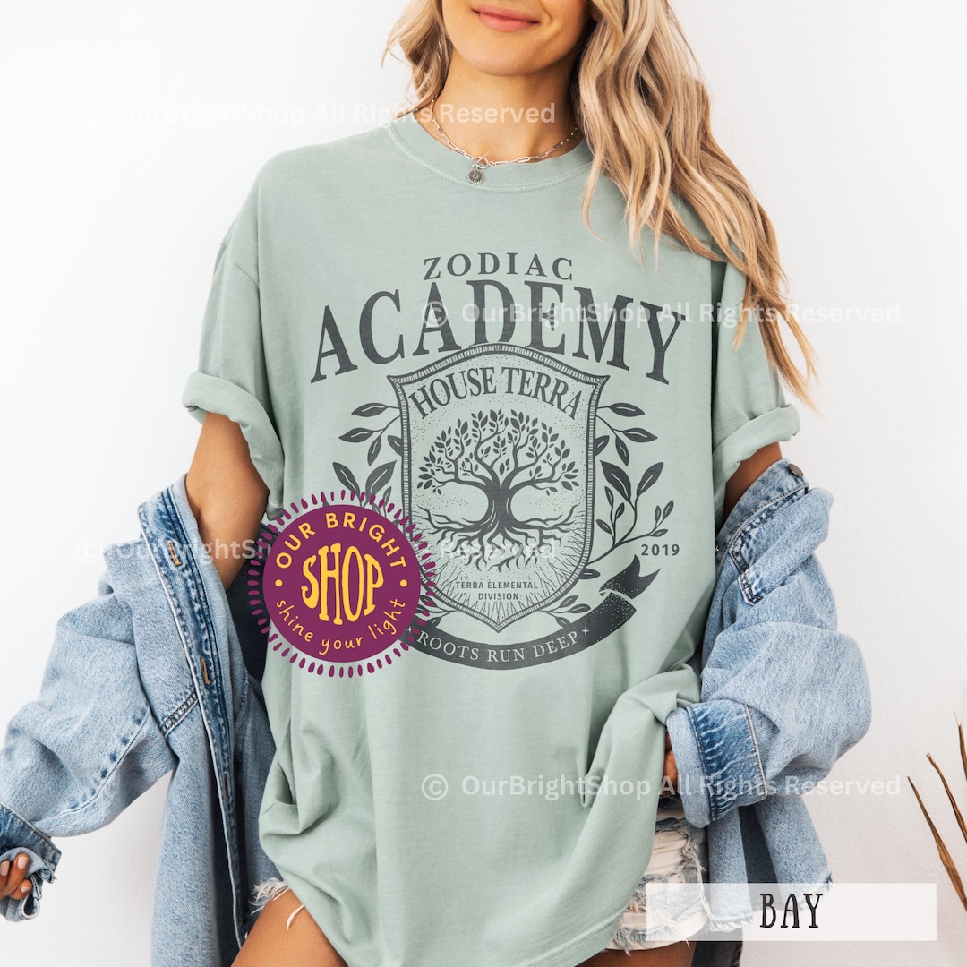 Zodiac Academy House Terra Shirt, Earth Elemental Crest Tee, Solaria ...