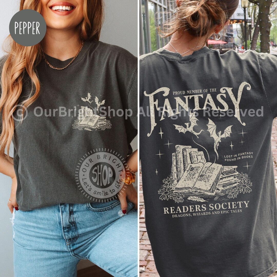Fantasy Reader Society Shirt Back Print Graphic Shirt for Fantasy Book ...