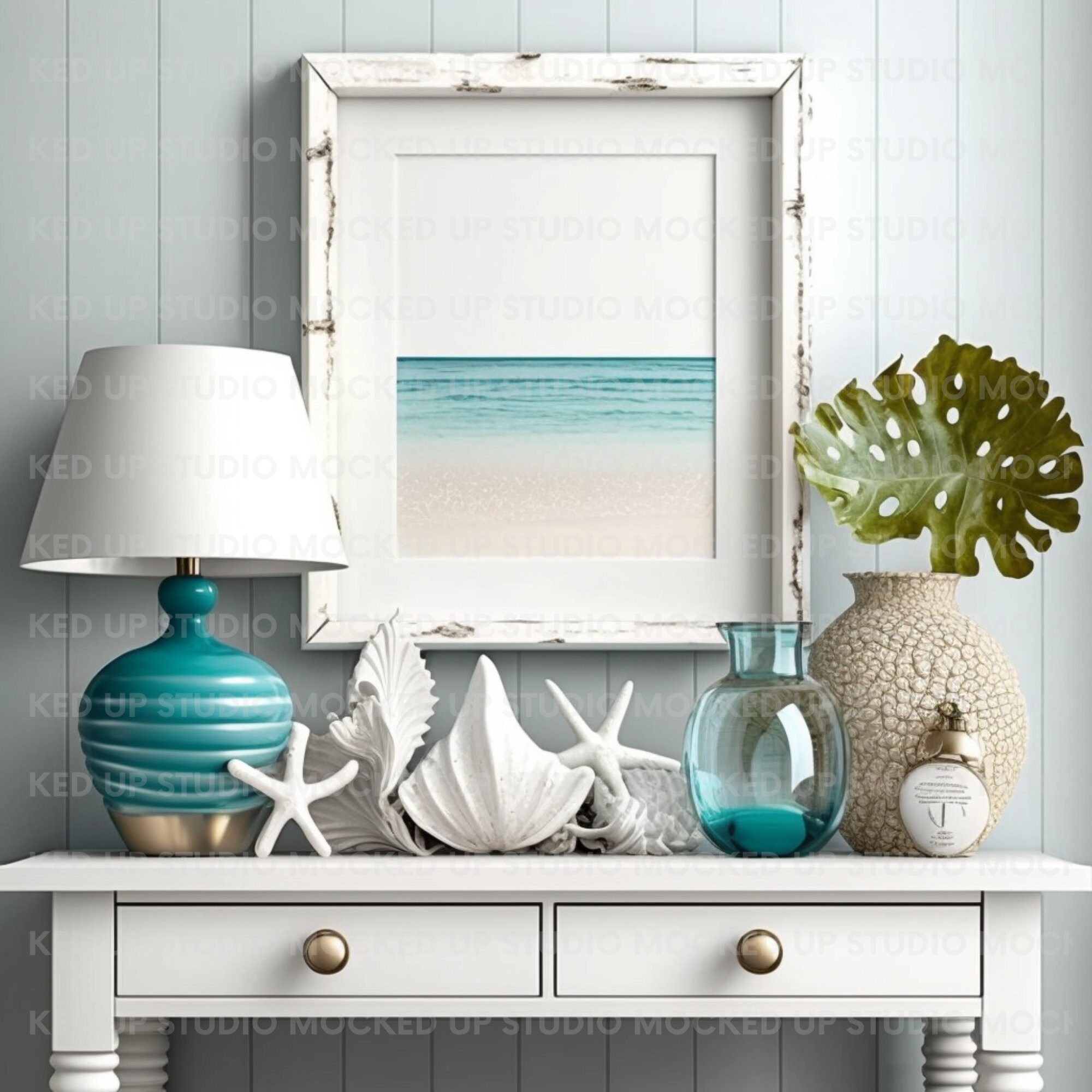 Coastal Living Room Picture Frame Mockup - Digital Download - Etsy