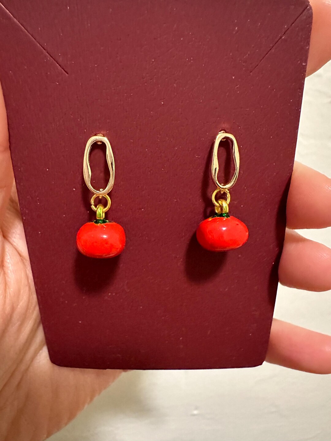 Persimmon Earrings, Made by Hand, Handcraft, Gold Plated Earrings - Etsy