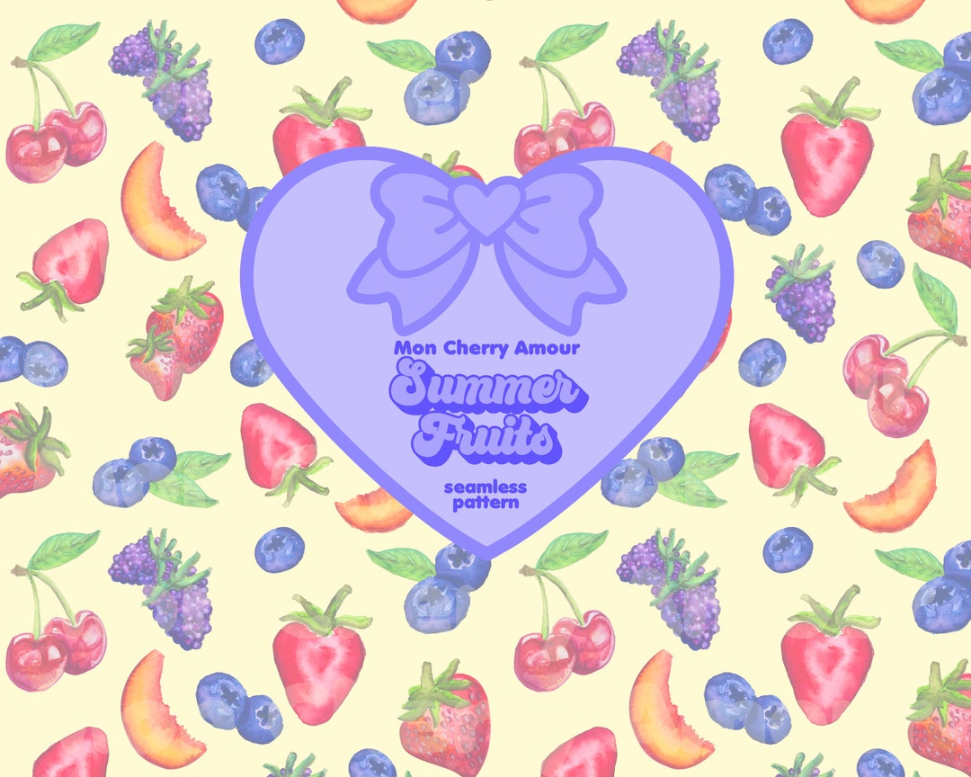 Hand Painted Summer Fruits Seamless Pattern Preppy Watercolor Cherry ...